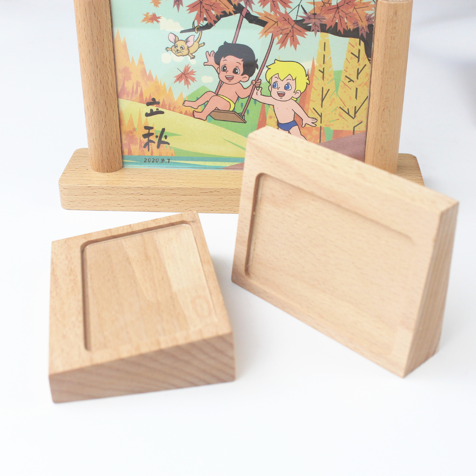 标签木质摆件底座 立式菜牌价格牌木座 装饰摆台木质餐牌展示底座-阿里巴巴