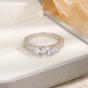wish亚马逊跨境S925纯银白金白锆石首饰设计感百搭精致女式戒指-阿里巴巴