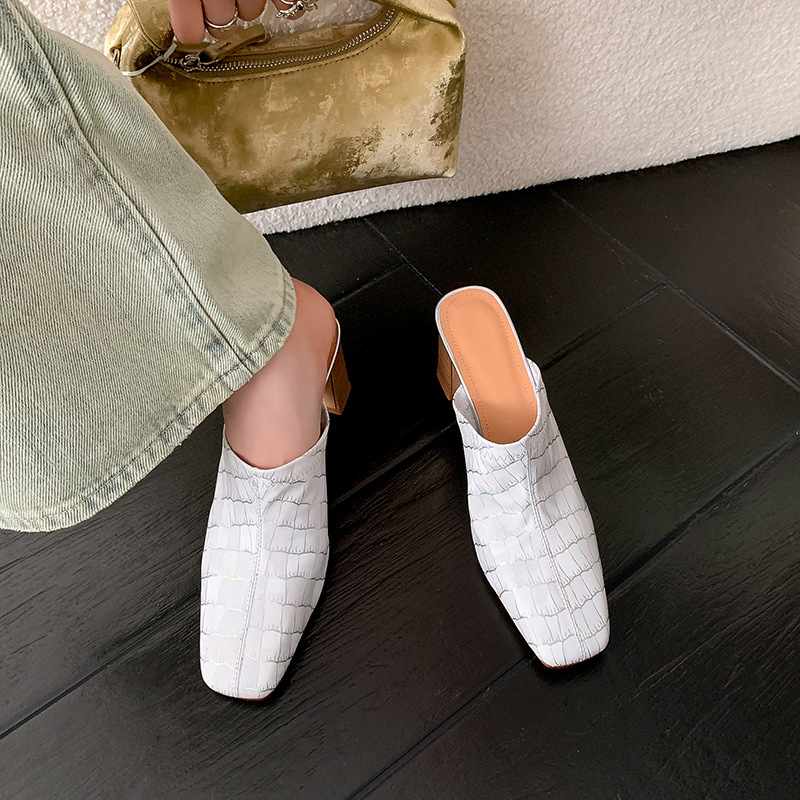 CHIKO Xaviera Square Toe Chunky Heels Clogs/Mules Shoes