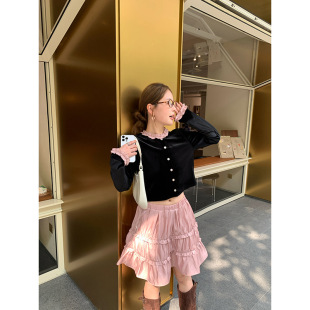 诠释美 NEWOPEN 2024冬季韩式淑女甜美风减龄高腰a字短裙女F2617-阿里巴巴