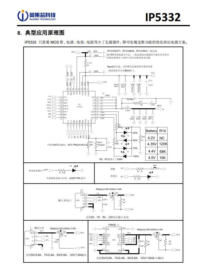 IP5332移动电源充放电芯片 支持C口双向PD3.0快充移动电源SOC芯片-阿里巴巴