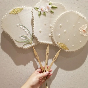 蚕丝扇骨架diy材料包蚕茧手工空白团扇配件扇框扇骨教师节团建-阿里巴巴