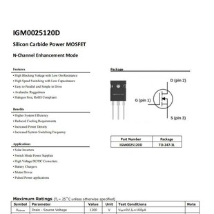 IGM0025120D英嘉通iNGACOM碳化硅1200V/25mΩ/TO247-3L SiC MOS管-阿里巴巴