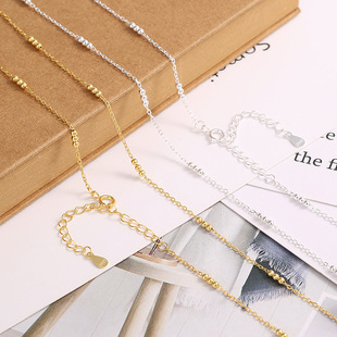 韩国韩版S925纯银项链ins小圆珠项链简约网红小红书锁骨链时尚-阿里巴巴