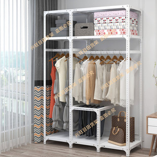 BX62货架置物架多层简易衣柜角钢衣柜挂衣架衣服收纳橱子角铁组装-阿里巴巴