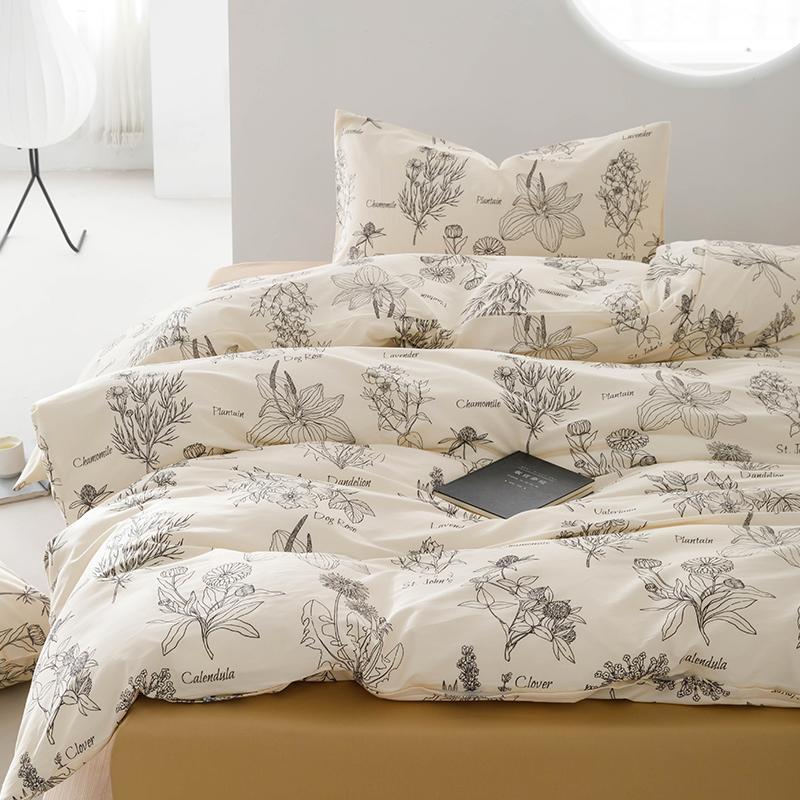 LW96 French hand-painted quilt cover one-piece line drawing plant ...