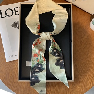 百搭薄款细长条窄丝巾女夏季复古搭衬衫领巾原创小众绑包扎发飘带-阿里巴巴