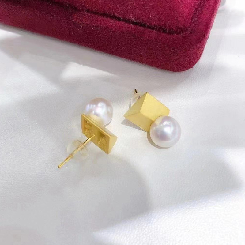 DIY珍珠配件 S925银耳钉空托 简单款银饰耳环 配6-7mm圆珠 21042-阿里巴巴