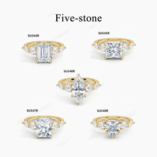 时尚ins风戒指s925纯银镶莫桑石1克拉心形婚戒带证书跨境金色戒指-阿里巴巴