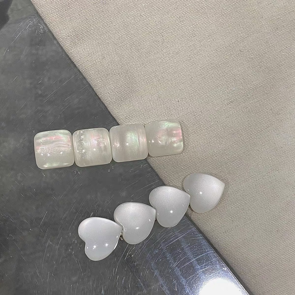 新款仿猫眼爱心发夹 超仙方形鸭嘴夹 简约百搭发饰女小众发卡边夹-阿里巴巴