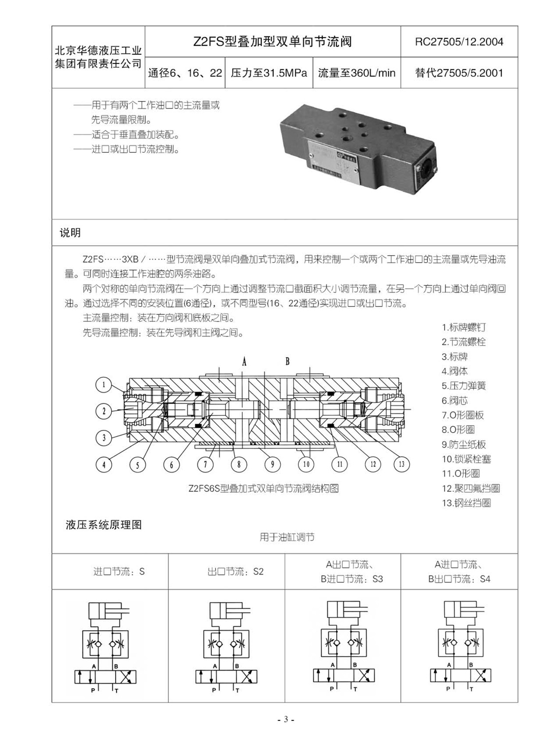供应Z2FS10叠加式双单向节流阀批发 垂直叠加装配先导流量限制阀-阿里巴巴