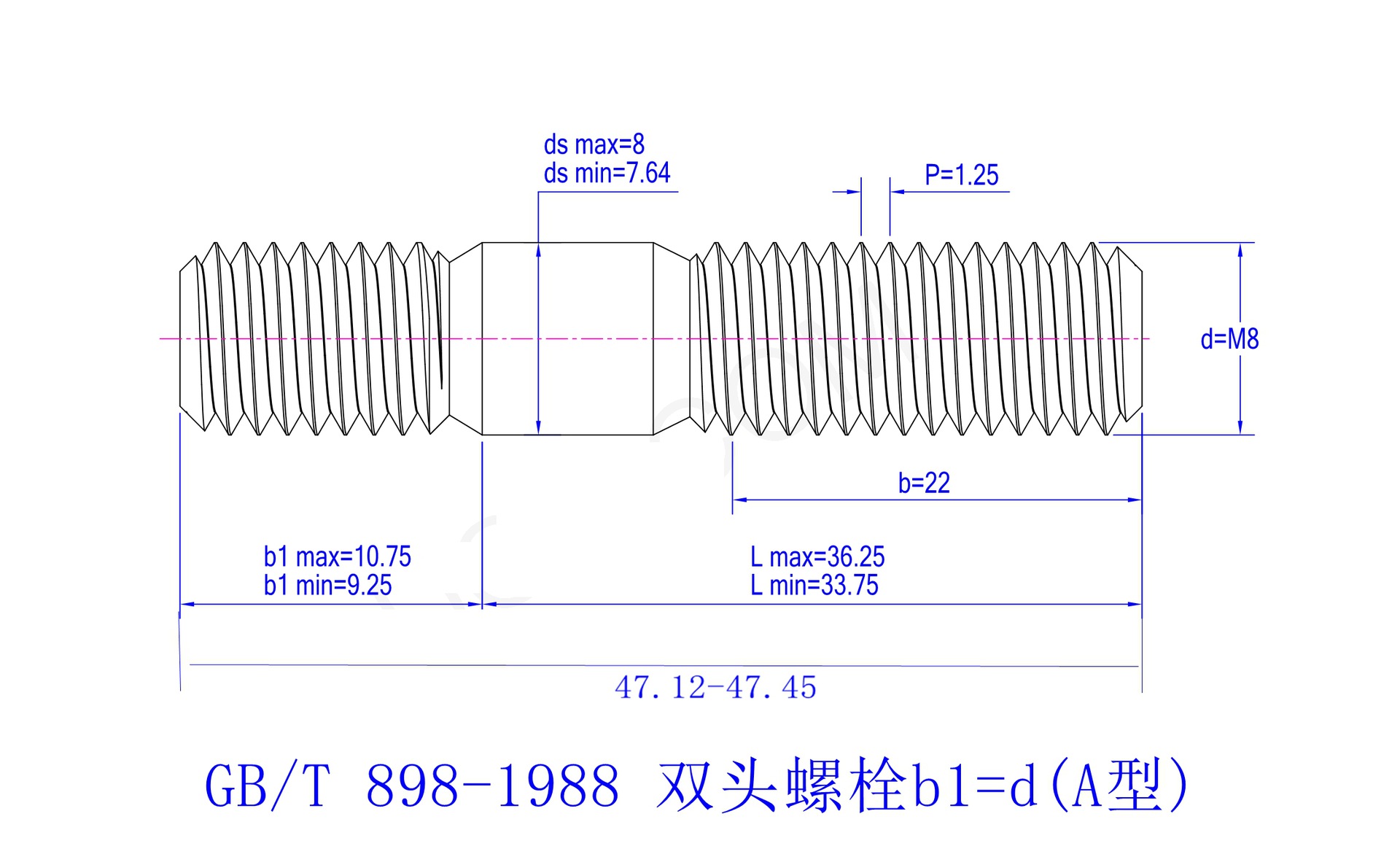不锈钢304双头螺栓GB898双头螺栓A型螺柱牙棒牙条M8*35-阿里巴巴