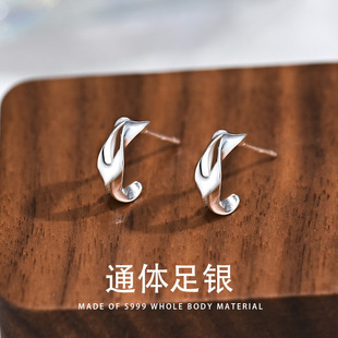 简约S999银时尚百搭耳钉女小众设计感养耳洞耳骨钉拧扣C01153-阿里巴巴