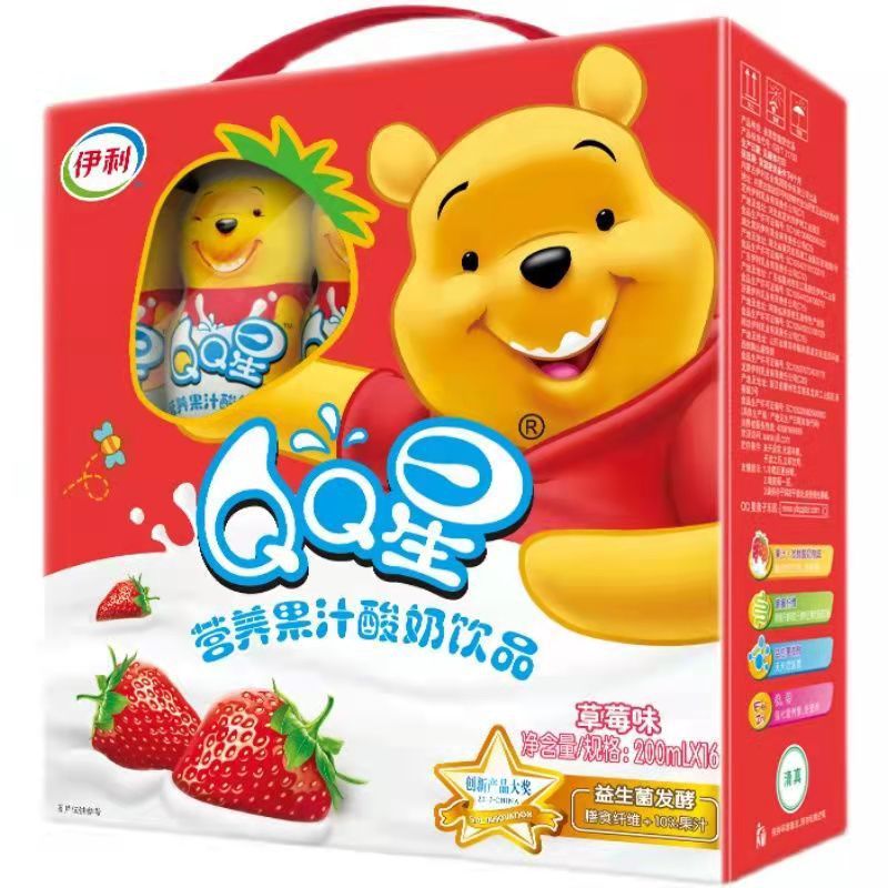 8月产QQ星维尼熊200ml*16瓶/整箱草莓香蕉味营养果汁酸奶饮品饮-阿里巴巴