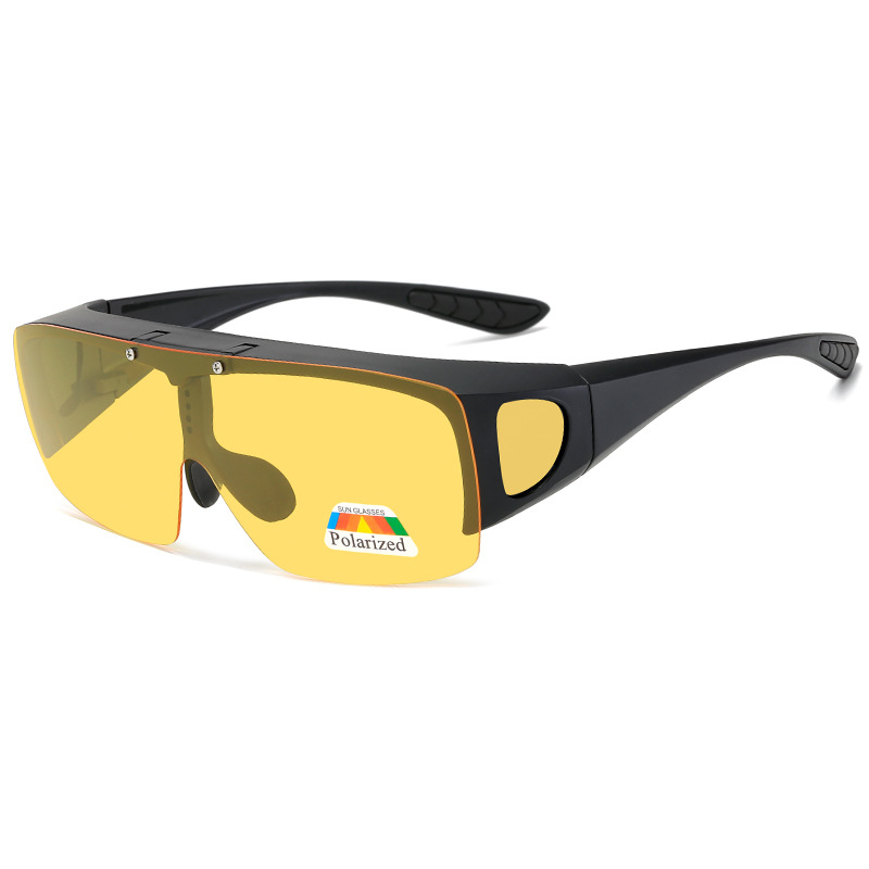 Night vision yellow film flip myopia cover glasses men's and women's ...
