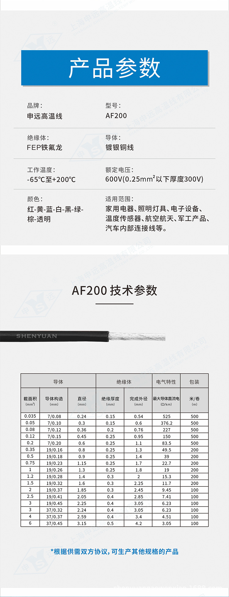 AF200 0.5平方铁氟龙高温线镀银 耐寒线 耐高温导线200米量大优-阿里巴巴