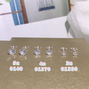 银佳银饰 足银990 爪包锆石弯钩耳钉3n 4n 5n 时尚潮流 一件代发-阿里巴巴