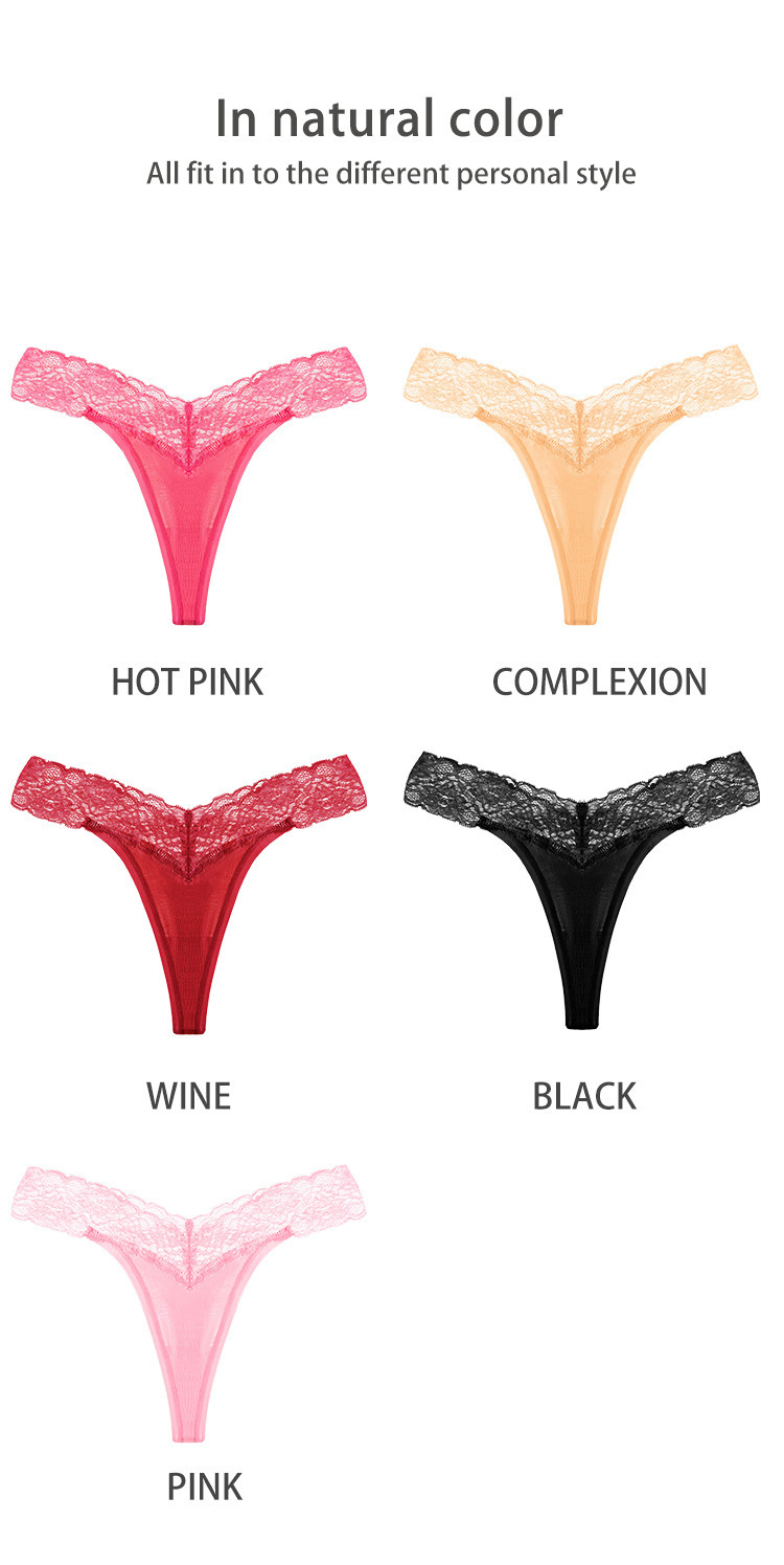 Lot 5 String Femme Sexy Dentelle Tanga String sans Couture Culottes ...