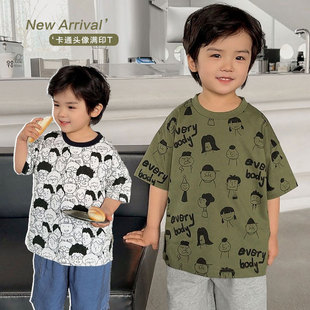 男童满印短袖t恤夏款夏装婴儿童装宝宝半袖小童上衣潮薄夏季X4174-阿里巴巴