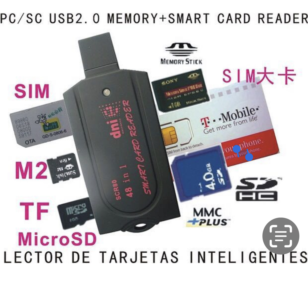 智能读卡器TF/SD ISO7816 SCR80 48合一smart card reader-阿里巴巴