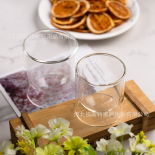 蜡烛耐高温高硼硅玻璃双层隔热蜡烛器皿婚宴氛围卧室用透明烛台杯-阿里巴巴