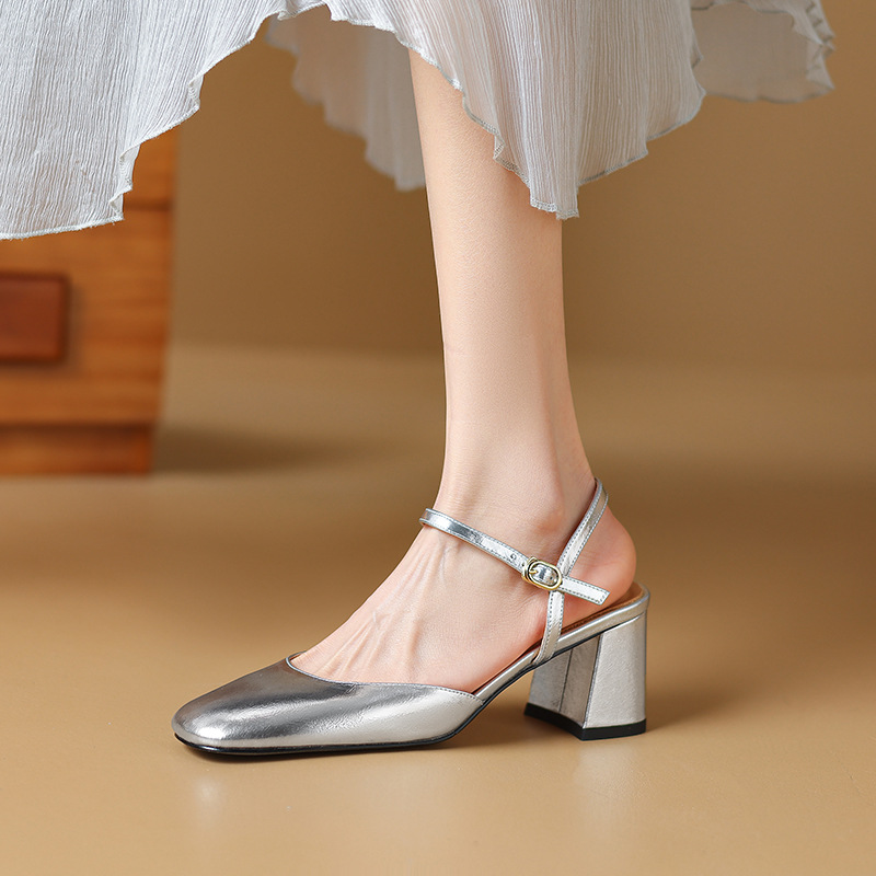 CHIKO Zahra Square Toe Block Heels Slingback Shoes