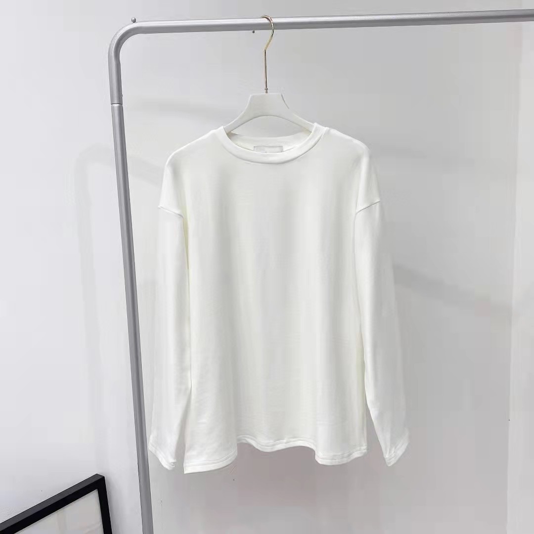 加厚磨毛320g大白T打底t破洞长袖T恤开叉T白色基础款中长打底衫-阿里巴巴