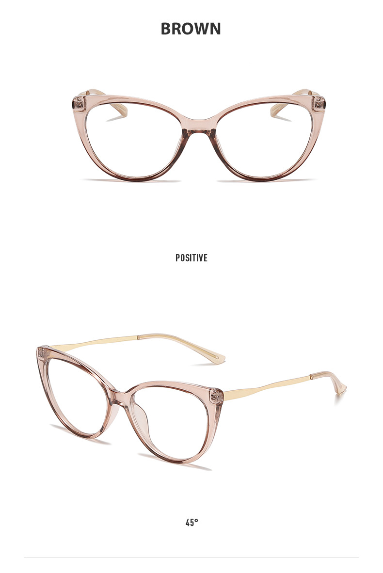 复古变色防蓝光眼镜猫眼平光镜欧美金属潮素颜可配近视猫眼眼镜框-阿里巴巴