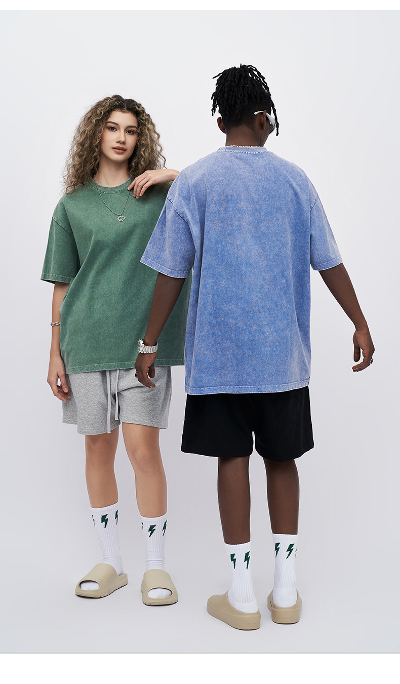 RFSD男装|巴家平替285G重工水洗蜡染圆领短袖美式重磅潮牌T恤男-阿里巴巴