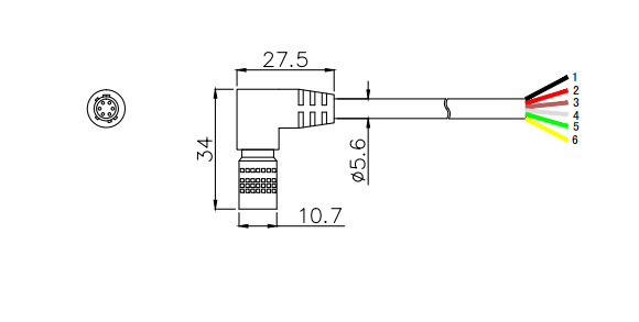 海康工业相机线材MV-ACP-H6p-open-HF-5m高柔6pin I/O及供电线5米-阿里巴巴