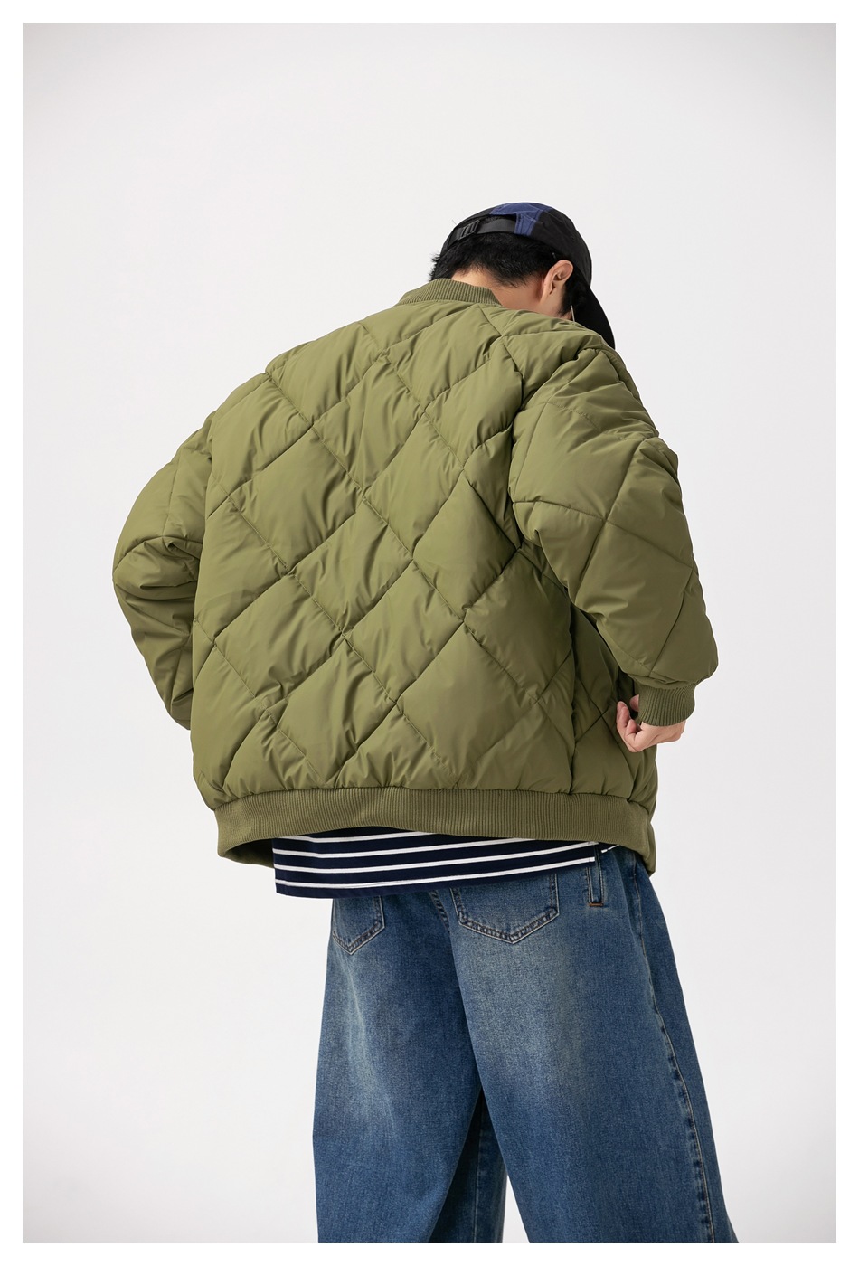 UNDREST国潮美式复古菱形格棉服外套男女情侣棒球衣外套棉衣MA08-阿里巴巴