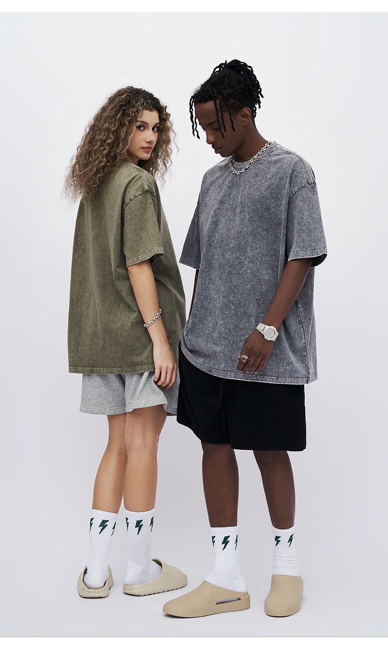 RFSD男装|巴家平替新款水洗圆领短袖美式285G重磅潮牌T恤男-阿里巴巴