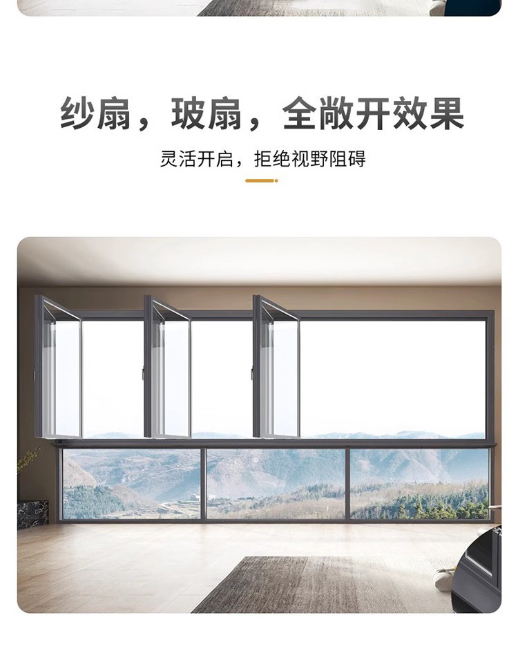 双扇全景自由折叠窗窄框断桥铝隔音推拉窗封阳台左右折叠窗厂家-阿里巴巴