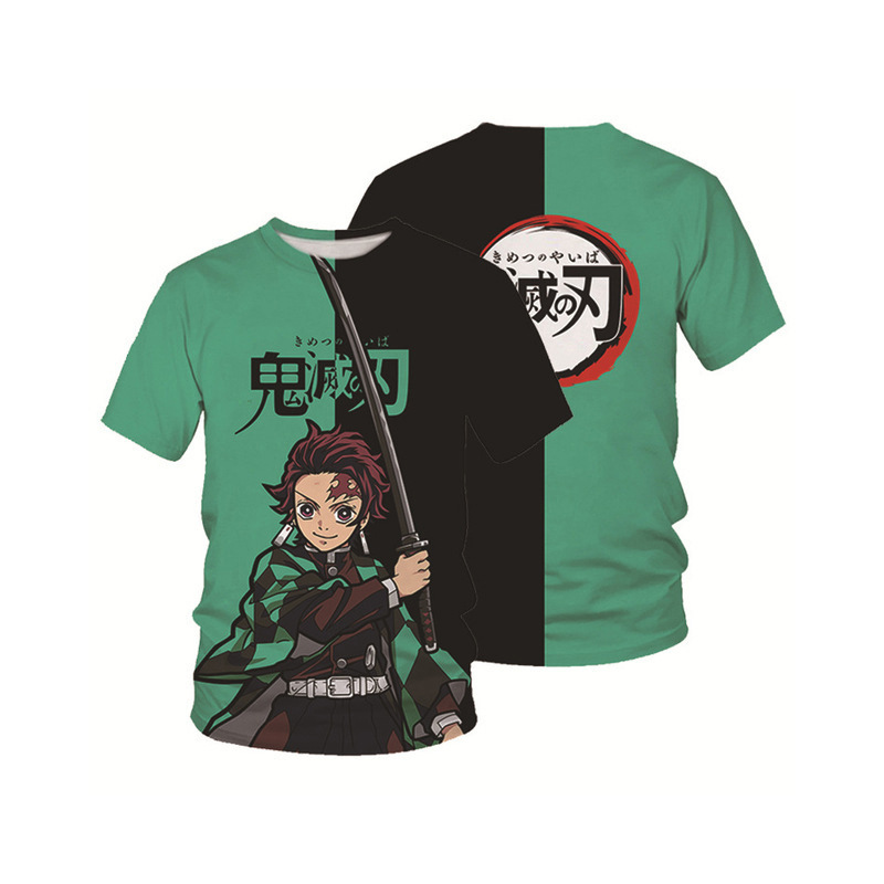新款外贸男装女装童装3DT恤动漫日漫鬼灭之刃T恤3D数码印花短袖-阿里巴巴