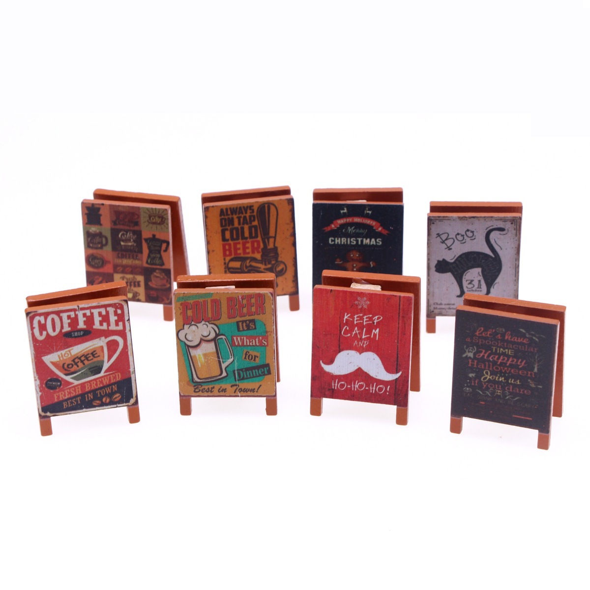 娃娃屋迷你仿真木质招牌 微缩奶茶咖啡食完场景复古黑板装饰摆件-阿里巴巴