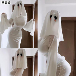 幽灵娘cos服万圣节杏子夫人同款可爱鬼cosplay服装连衣裙白色成人-阿里巴巴