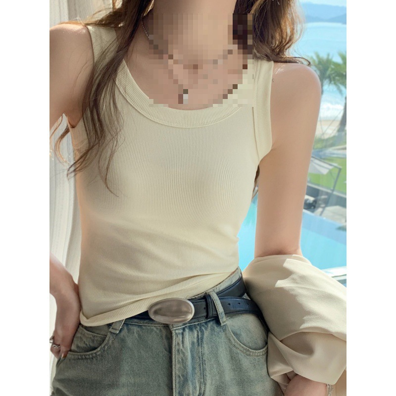 Ice Silk Knitted Shirt Vest Women's Summer Outer Wear 2024 New Sling ...
