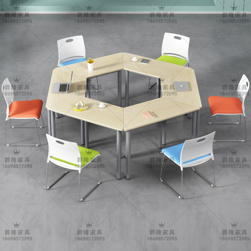 创客教室桌椅移动组合三角形会议桌团辅桌椅实验六角拼接桌六边形-阿里巴巴