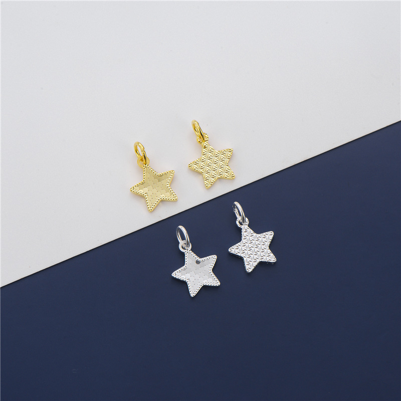 S925纯银精工CNC配件珍珠项链碎冰冰五角星吊坠DIY手链星星挂件-阿里巴巴