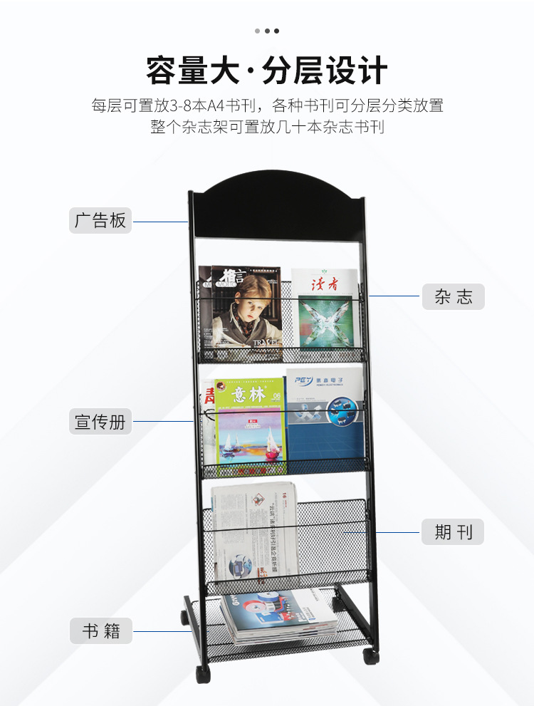 【宏乙】报刊架平头报纸架资料架杂志书报收纳架银行展厅落地架-阿里巴巴