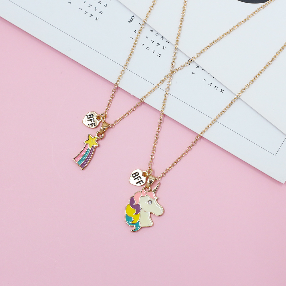 速卖通热卖BFF儿童饰品独角兽五角星好朋友best friends项链-阿里巴巴