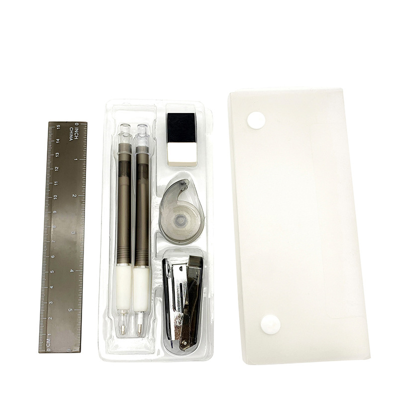 厂家生产可印刷logo透明塑料盒商务办公学生学习迷你文具套装-阿里巴巴