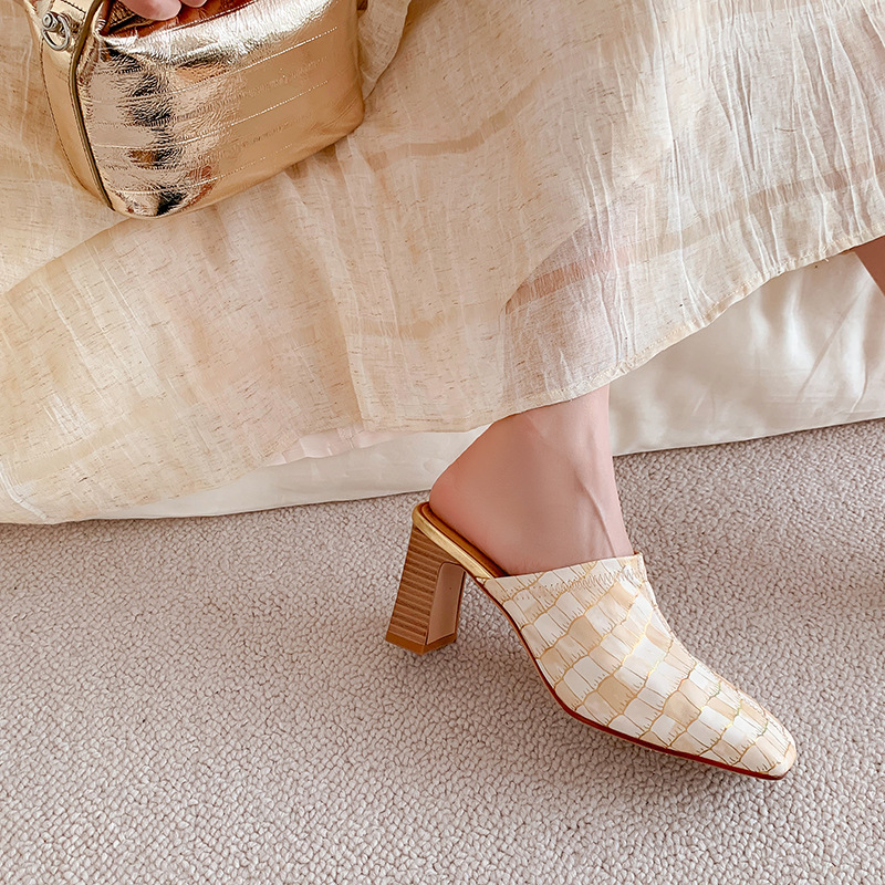 CHIKO Xaviera Square Toe Chunky Heels Clogs/Mules Shoes