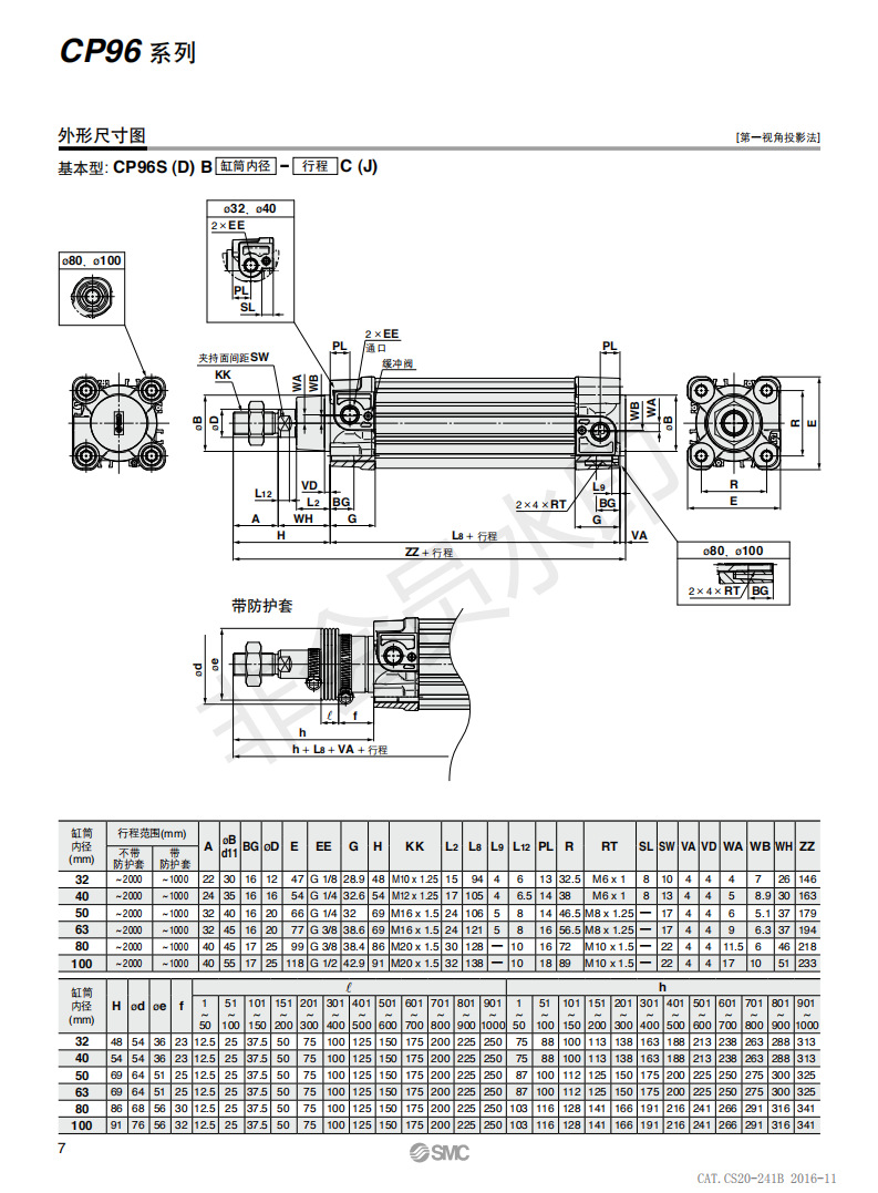 SMC气缸CP96SB/CP96SDB63-25-50-80-100-125-200-250-300-400C-阿里巴巴