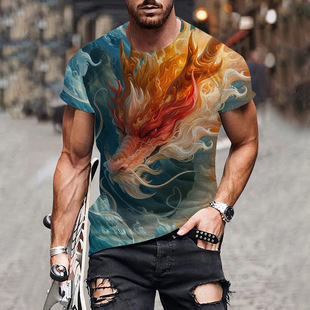 男士T恤外贸出口亚马逊夏季男孩短袖上衣时尚休闲个性3DT恤-阿里巴巴