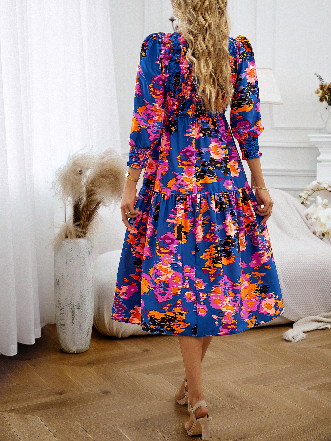 Women's Elegant Printed Midi Dress