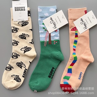 新款happy socks袜子瑞典潮牌精梳棉中筒四季男女袜街头百搭潮袜-阿里巴巴