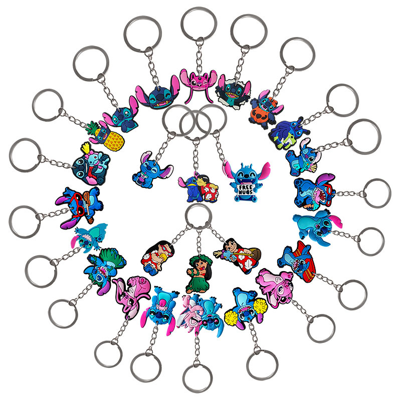 Stitch móc chìa khóa kim loại pvc sáng tạo móc chìa khóa hoạt hình hoạt ...