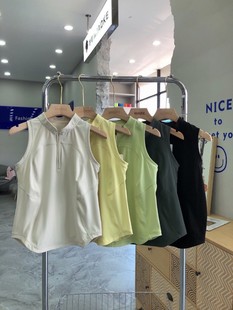 ly56 半高领拉链弹力网球运动速干瑜伽服背心健身上衣短T-阿里巴巴