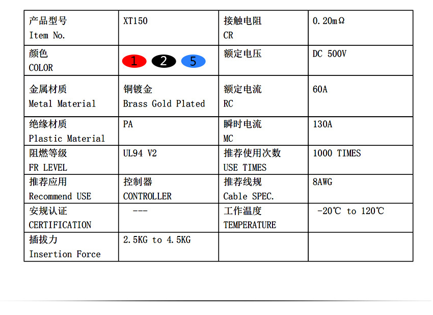 XT150-M XT150-F大电流公母头带护套测试航模连接器红蓝黑色-阿里巴巴